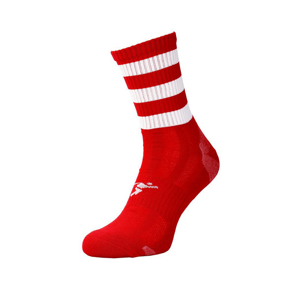 Precision Unisex Socks Pro Hooped GAA Mid Red/White - Donaghys
