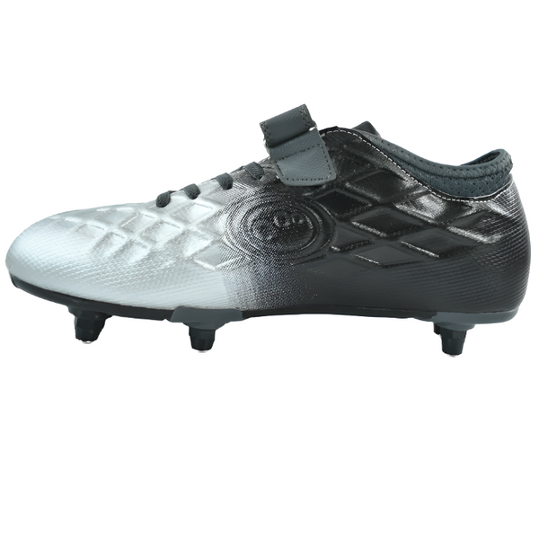 Optimum Kids Ignisio Easy Fasten 6 Stud Rugby Boot Black/Silver - Donaghys