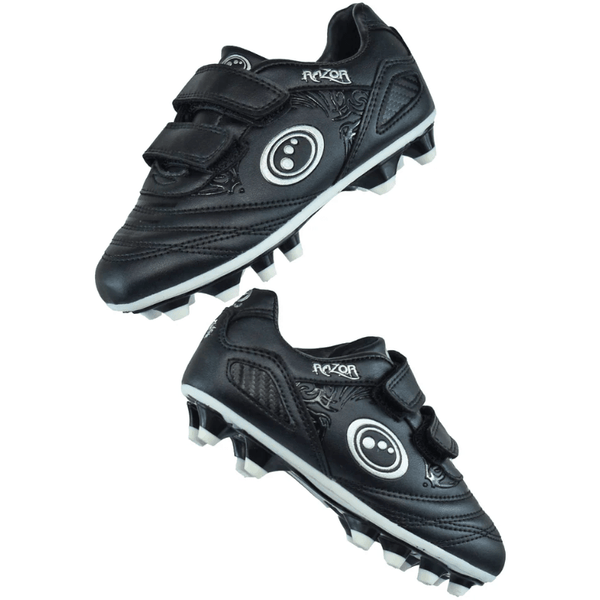 Optimum Kids Razor Easy Fasten Moulded Stud Rugby Boot Black/Silver ...