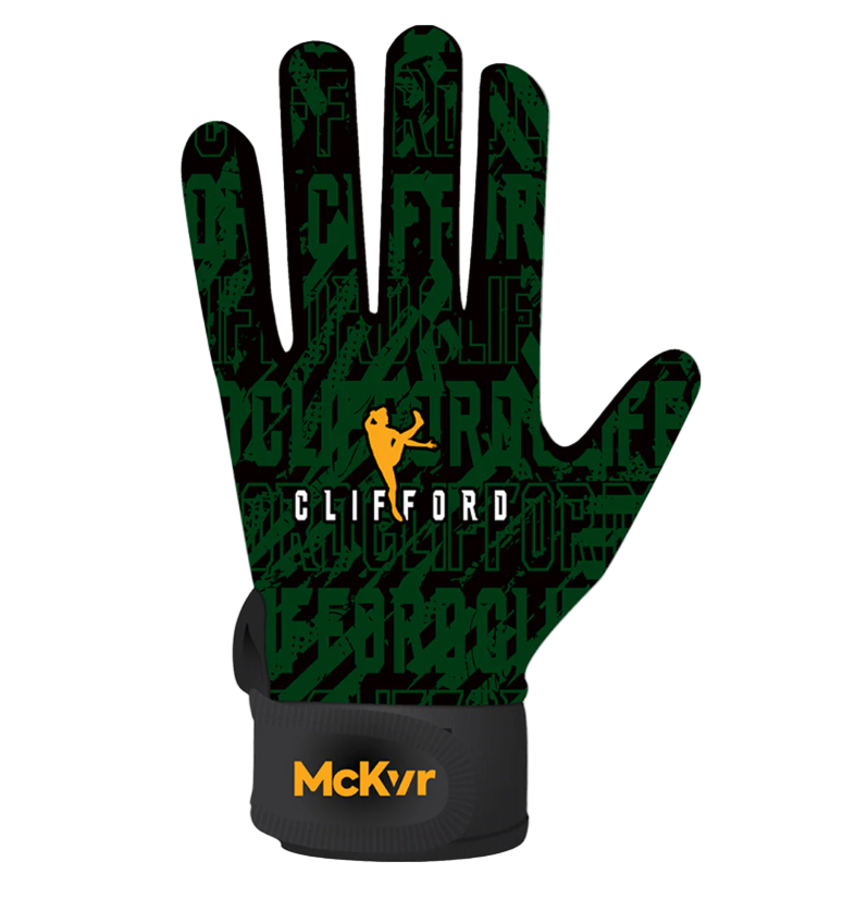 McKeever Youth Clifford Gaelic Gloves Green/Amber - Donaghys