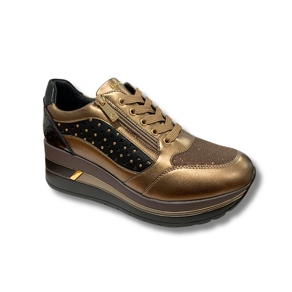 Donna Serena Womens Trainer Megan Bronze/Nero - Donaghys
