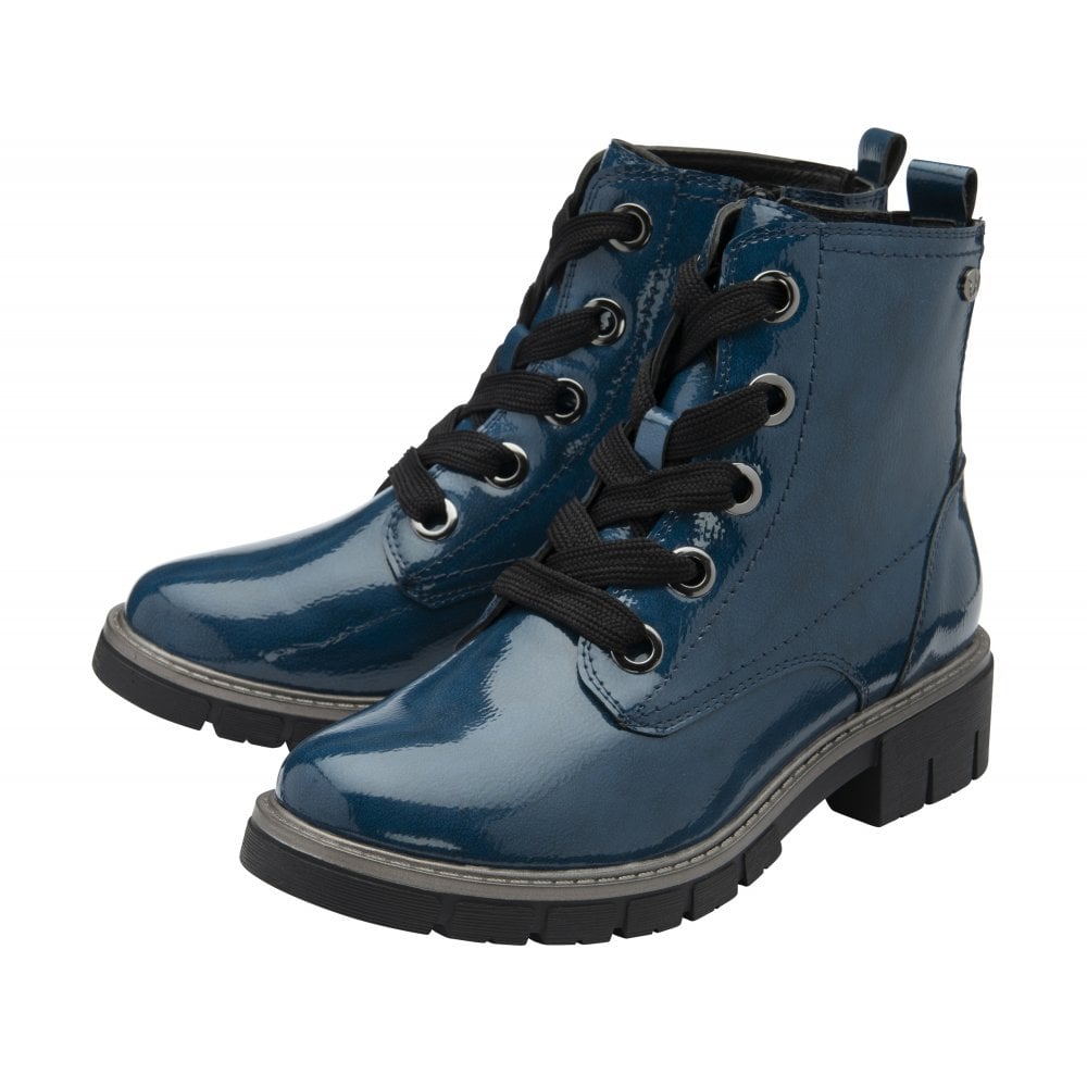 Lotus Womens Boot Jojo Navy Patent - Donaghys