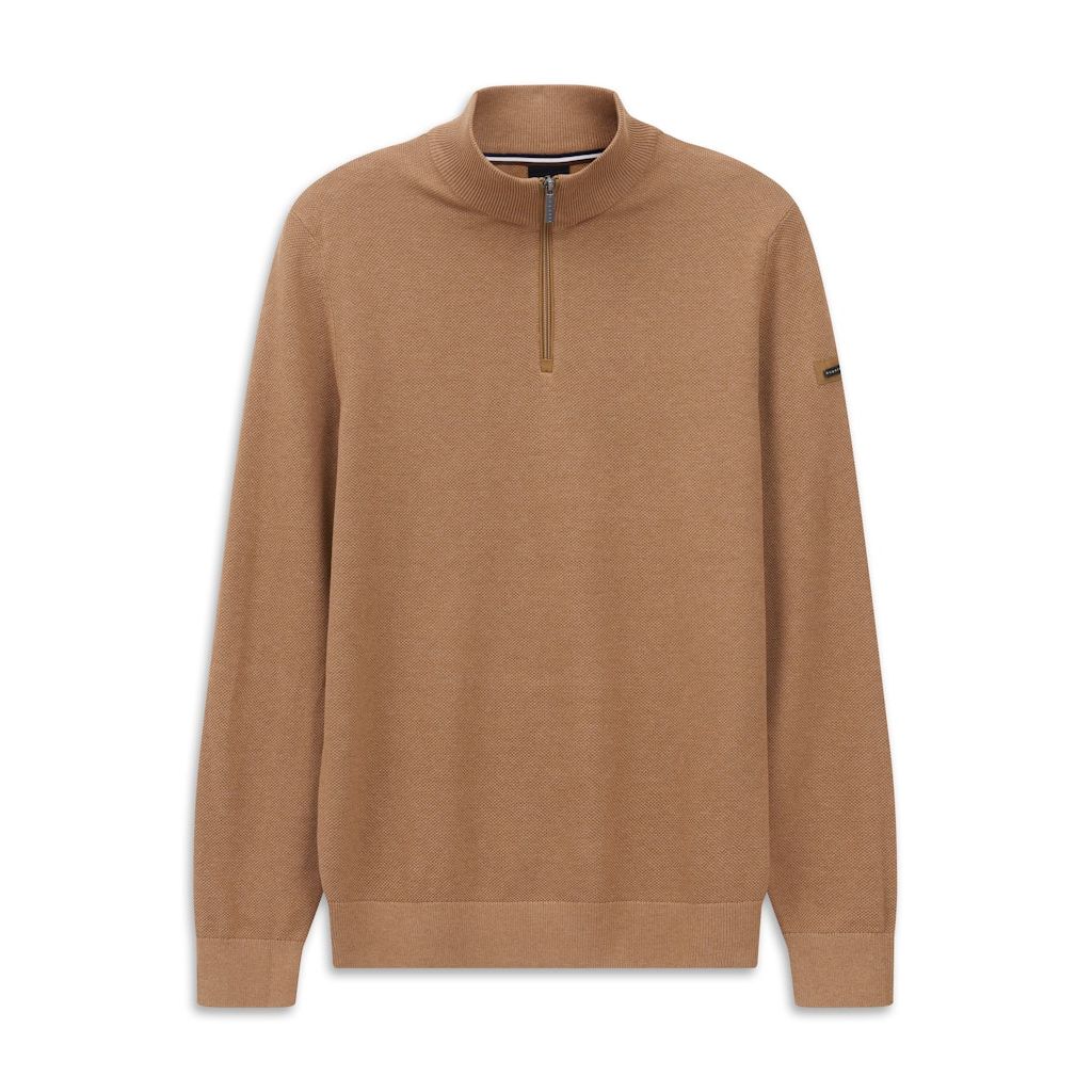 Bugatti Mens Sweater Knit Troyer Taupe - Donaghys