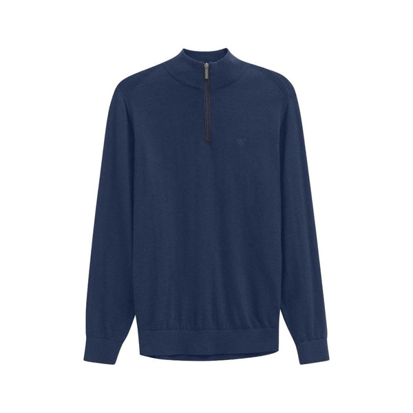 Bugatti Mens Sweater Knit Troyer Navy Blue - Donaghys